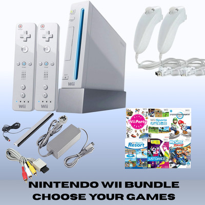 Nintendo Wii Console Kit Bundle Refurbished 2 Two Controllers Nunchuk ...