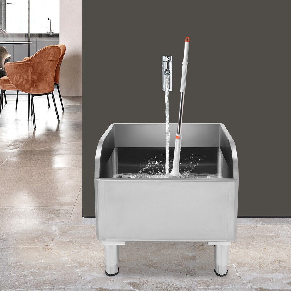 Commercial Stainless Steel Floor Mop Sink - 24" x 16" x 22", 12" Deep ...