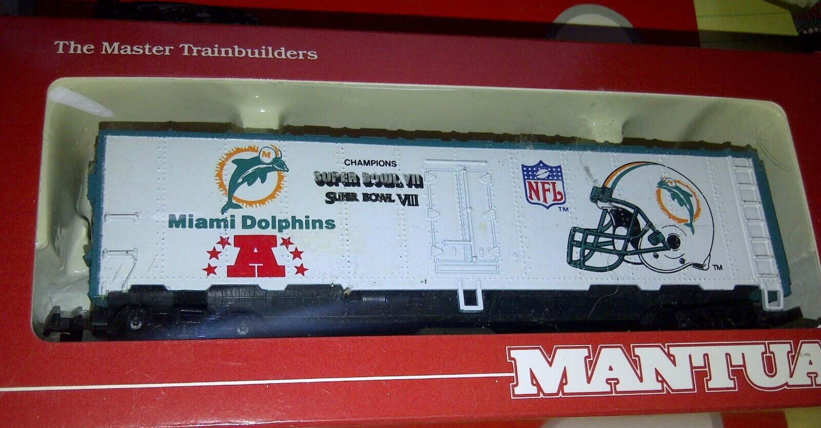 MANTUA HO NFL TEAM TRAIN CAR Miami Dolphins/CAR LIST in box 1 step mia ...