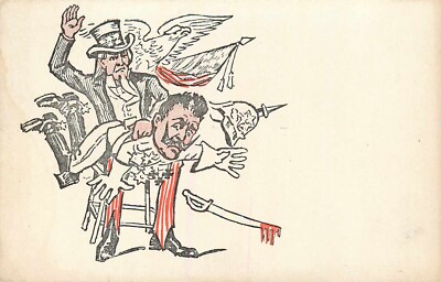 Postcard WWI Comic Patriotic Uncle Sam Spanking Kaiser Unposted | eBay