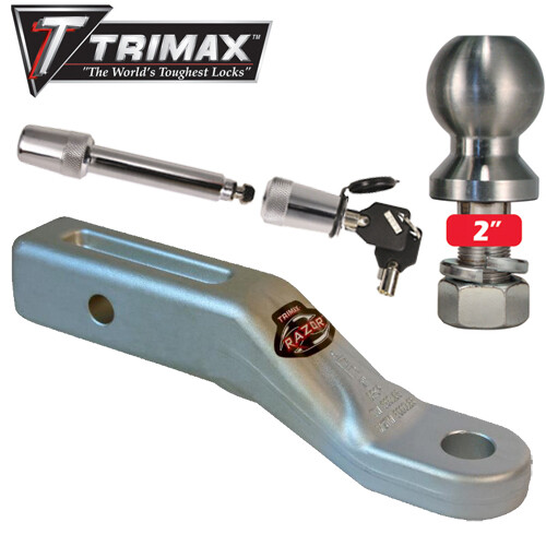 Razor Aluminum 2" Drop Mount Draw Bar Receiver w/ 2" Stainless Tow Ball ...