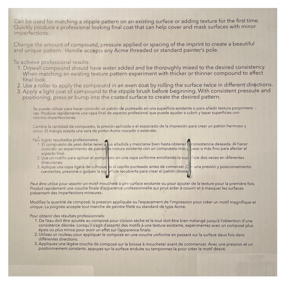 Drywall Stipple Brush 9901 Rosebud Texmaster Original Style 8" Brush ...