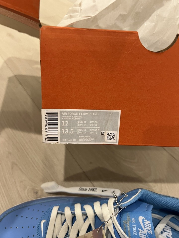 Nike Air Force 1 Low Retro Shoes "UNC" University Blue Men's Sizes 12 ...