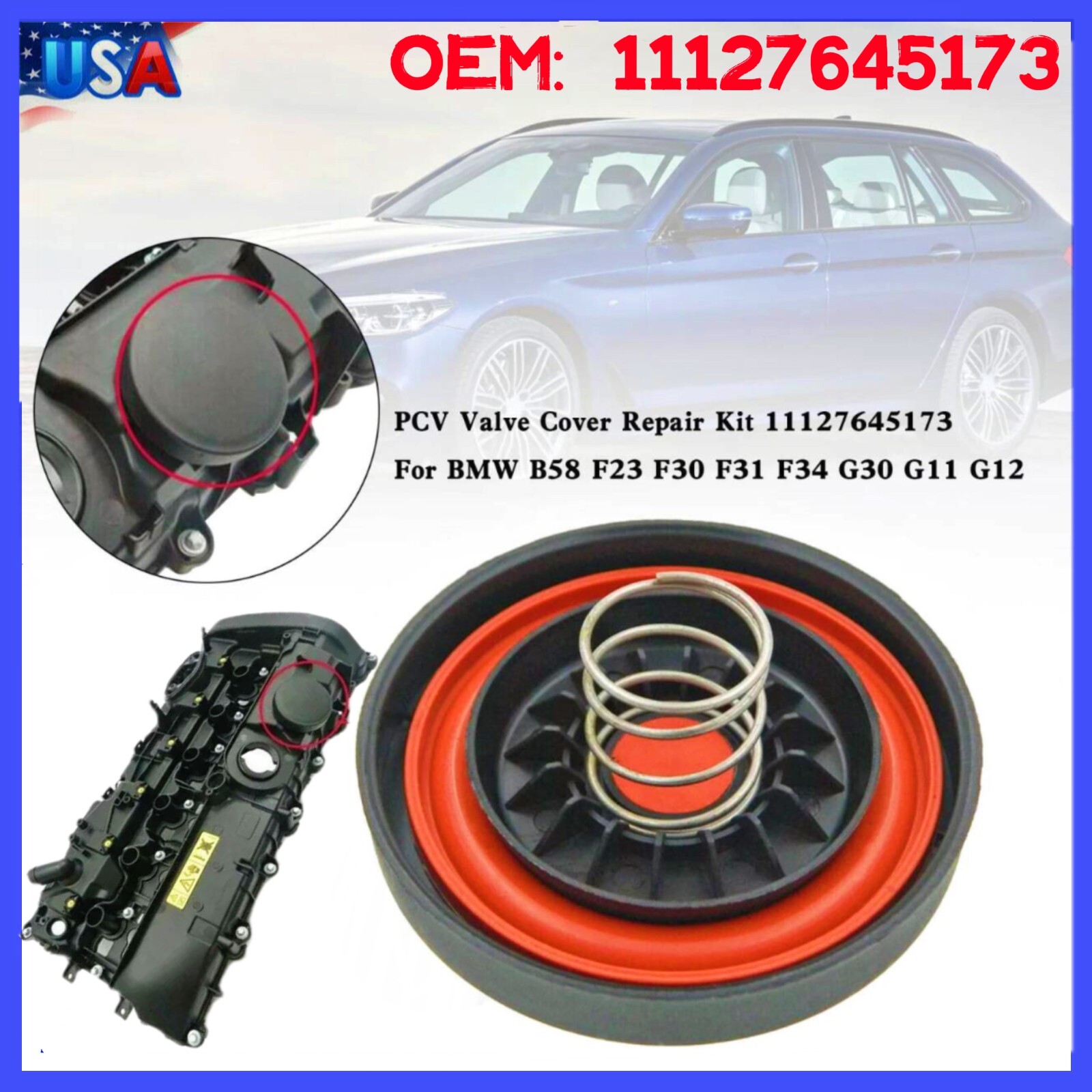 PCV Valve Cover Repair Kit 11127645173 For BMW B58 F23 F30 F31 F34 G30 ...