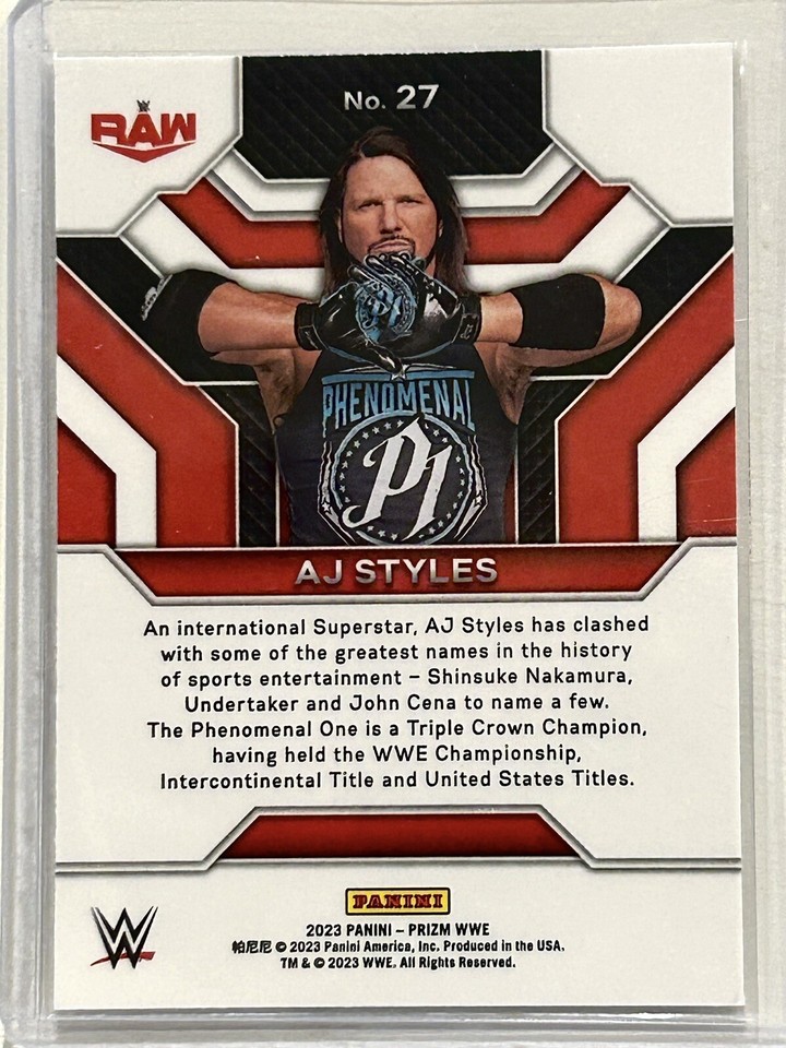 2023 Panini Prizm WWE Top Tier Silver Prizm #27 AJ Styles RAW Card | eBay