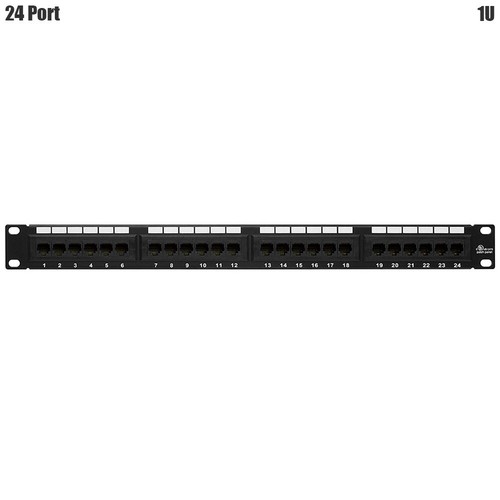 24 Port Cat6 RJ45 Patch Panel 110 Type Gigabit Network LAN 1U 19" Rack ...