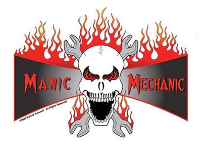 FLAMING SKULL & WRENCHES - MANIC MECHANIC VINYL STICKER/DECAL By ...