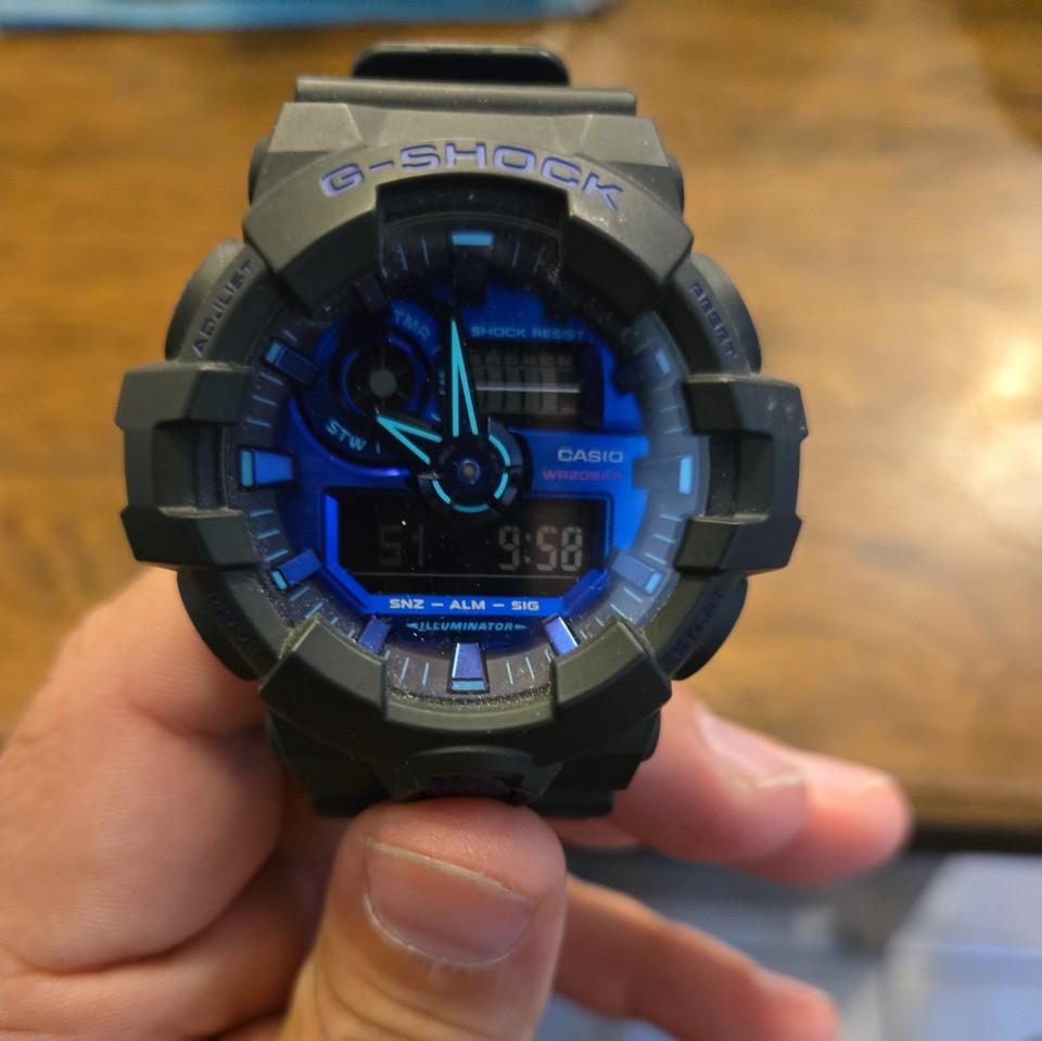 AUTHENTIC CASIO G-SHOCK Men's GA-700 SERIES GA700VB-1A BLACK BLUE BRAND ...