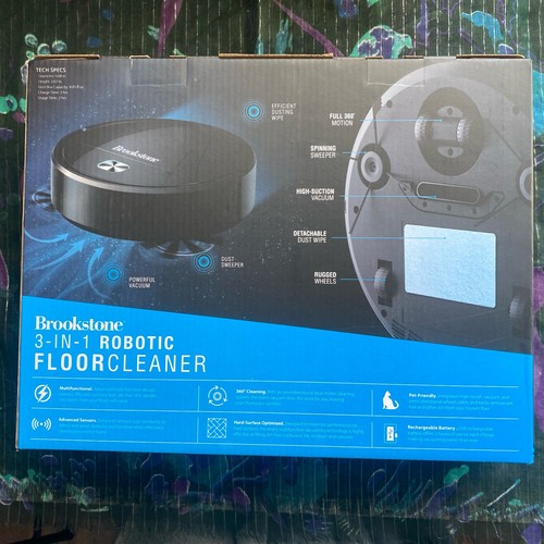 Brookstone 3-in-1 Smart Robotic Floor Cleaner- Hard Surfaces- NEW ...