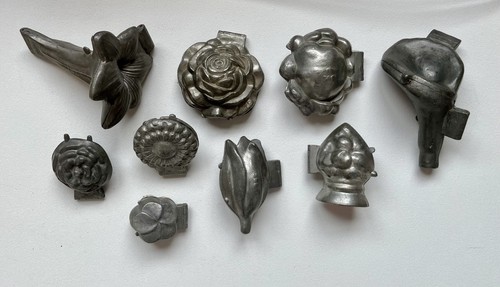 9 Assorted Pewter Ice Cream Molds Depicting Flowers | eBay
