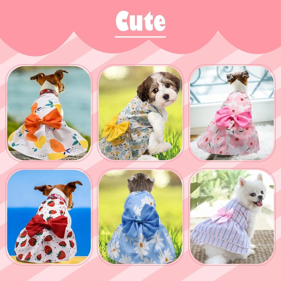 6 Pieces Dog Dresses for Small Dogs Girls, Cute Princess Puppy Kitten ...