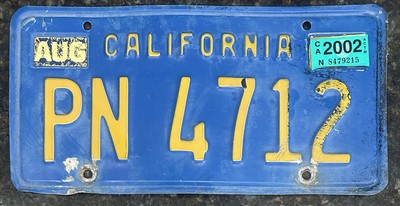 1987 - 1990s California CA Blue & Yellow License Plate “PN 4712” | eBay