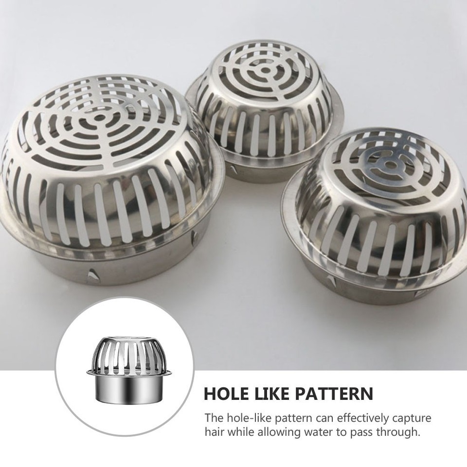 Stainless Steel Floor Drain Women's Hair Catcher Round Filter Dome Roof ...