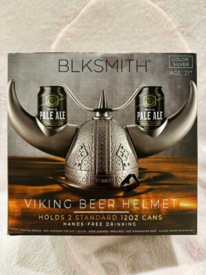 BLKSMITH Viking Beer Helmet (Silver) - Holds 2 Standard 12oz Cans (NEW ...