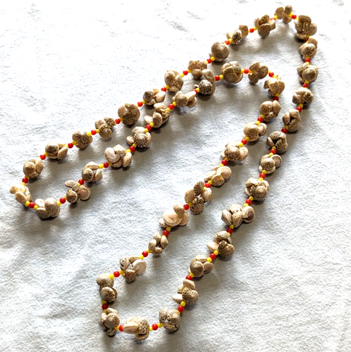 Vintage Shell Red & Yellow Bead Lei 36" Long Necklace | eBay