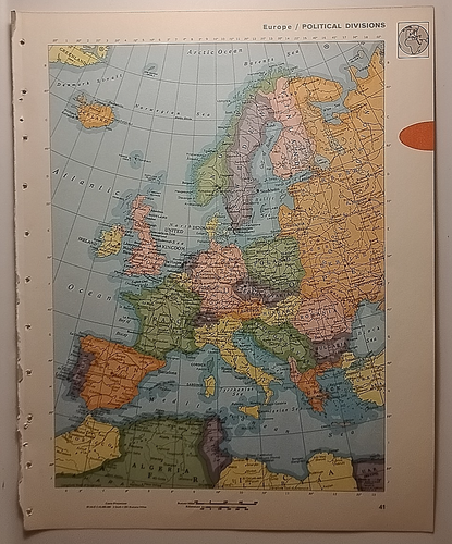 Vintage EUROPE Atlas Map from a 1967 Mid-Century Modern World Book ...