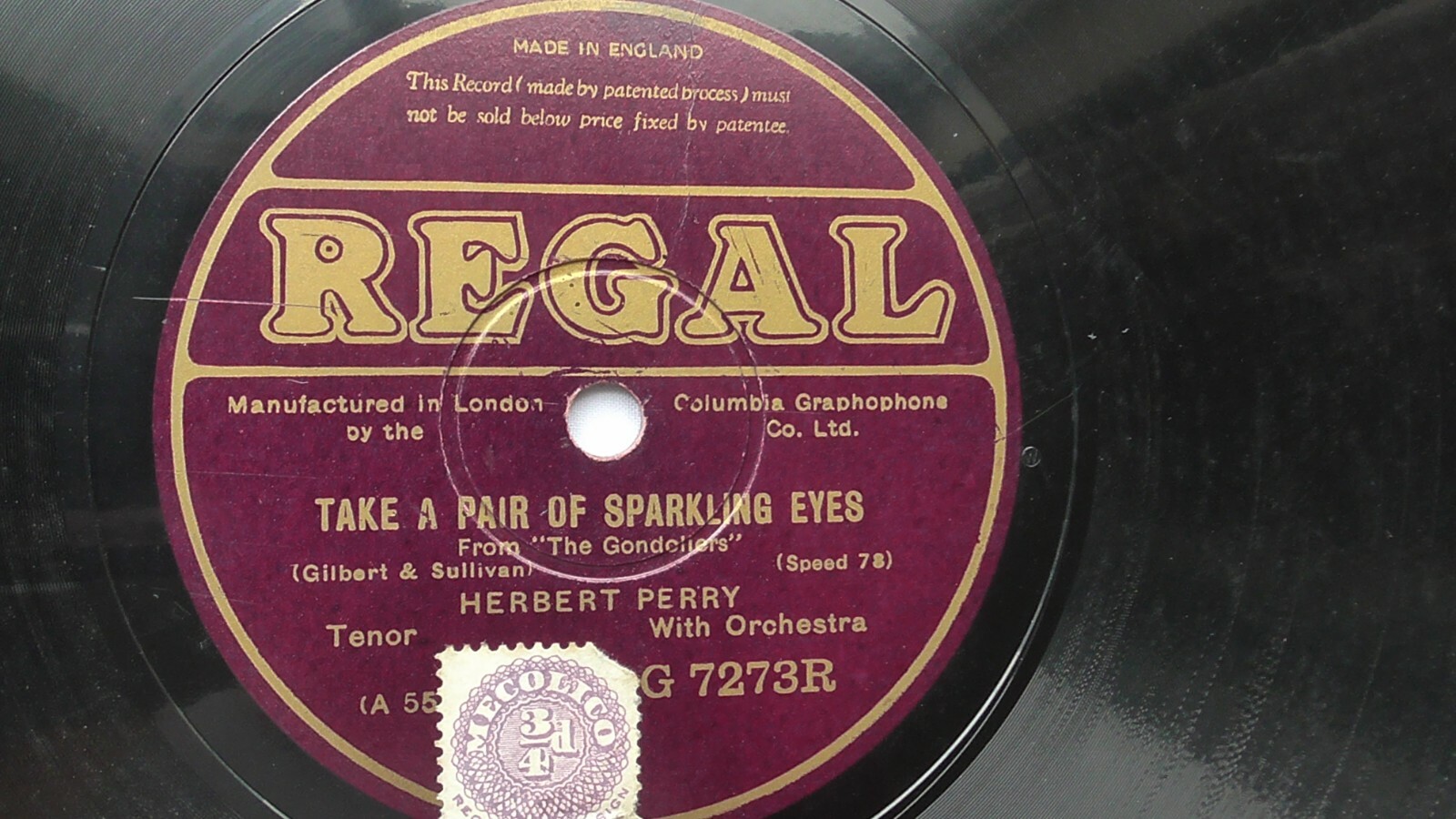 Herbert Perry 78rpm Single 10-inch Regal Records #G.7273R Take A Pair ...