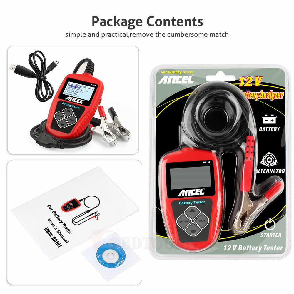 Ancel BA101 Car Battery Tester 12V Digital Battery Analyzer 100-2000CCA ...