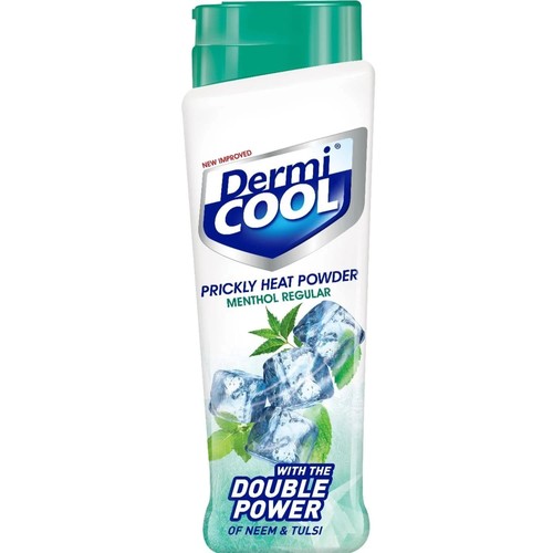 Dermi Cool Prickly Heat powder Menthol Regular Double Action Neem Tulsi ...