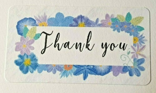 325 X Thank You Étiquettes Autocollantes Bleu Floral Fleurs Mat T1 | eBay