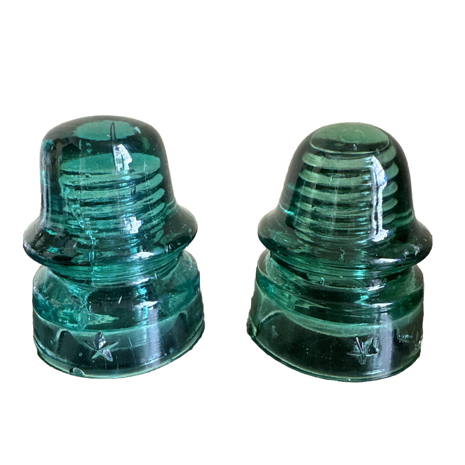 Vintage Lot Of 2 Aqua Blue Green Star Insulators | eBay