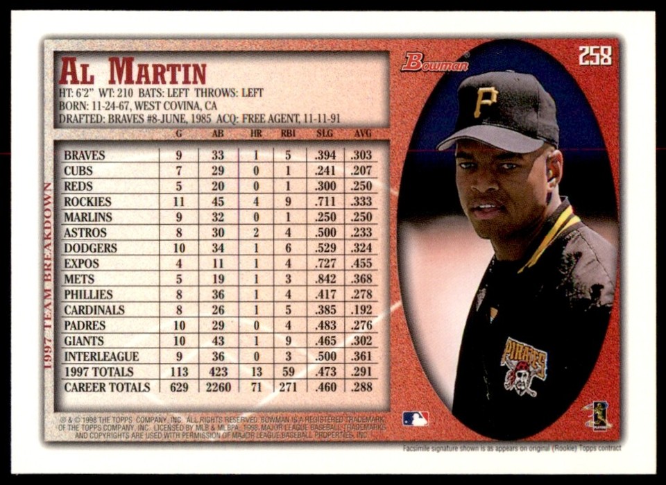 1998 Bowman #258 Al Martin PIRATES | eBay