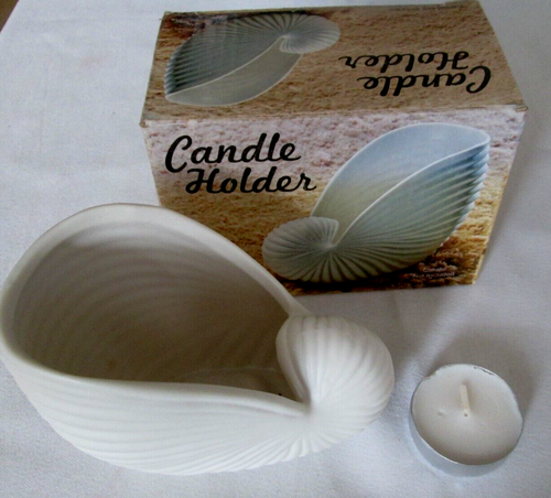 Sea Shell Candle Holder Ceramic 4.5"Wx3.5"H W/small candle -New ...