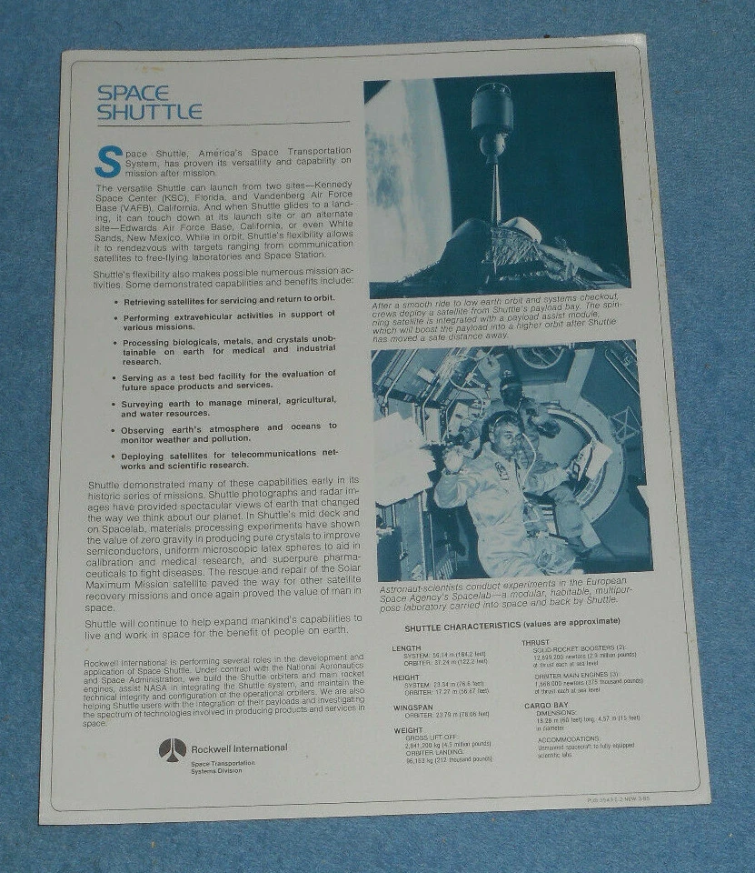 Space Shuttle Fact Sheet