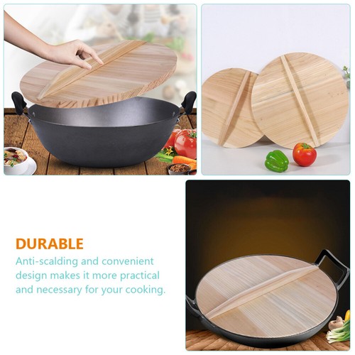 Wooden Frying Pan Cover Wok Accessories Wok Cover Pot Lid Pot Cover Wok ...