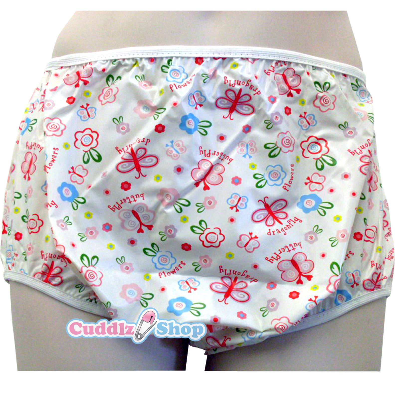 Cuddlz Adult Size Butterfly Pink Pull Up PVC Plastic Pants Incontinence ...