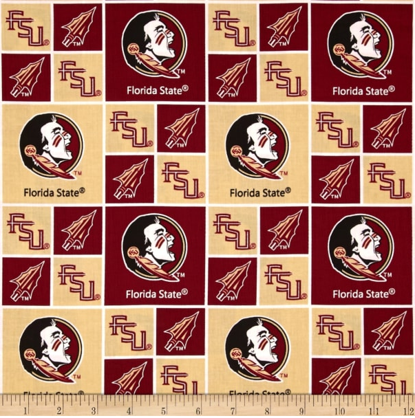 NCAA Florida State University Block FSU-020 Cotton Fabric by the Yard ...