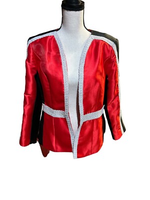 Lisa Renee Black Label Red/Black Open Jacket Sz 10 Designer Luxury ...