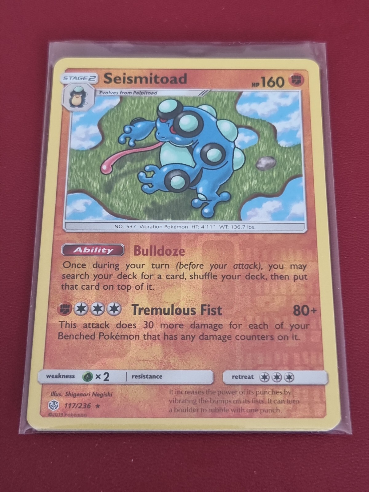 Pokemon Sun Moon Cosmic Eclipse Seismitoad 117/236 Rare Reverse Holo ...