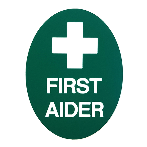 FIRST AIDER PIN BADGE GREEN ENGRAVED FIRST AIDER BADGE CARE HOME WORK ...