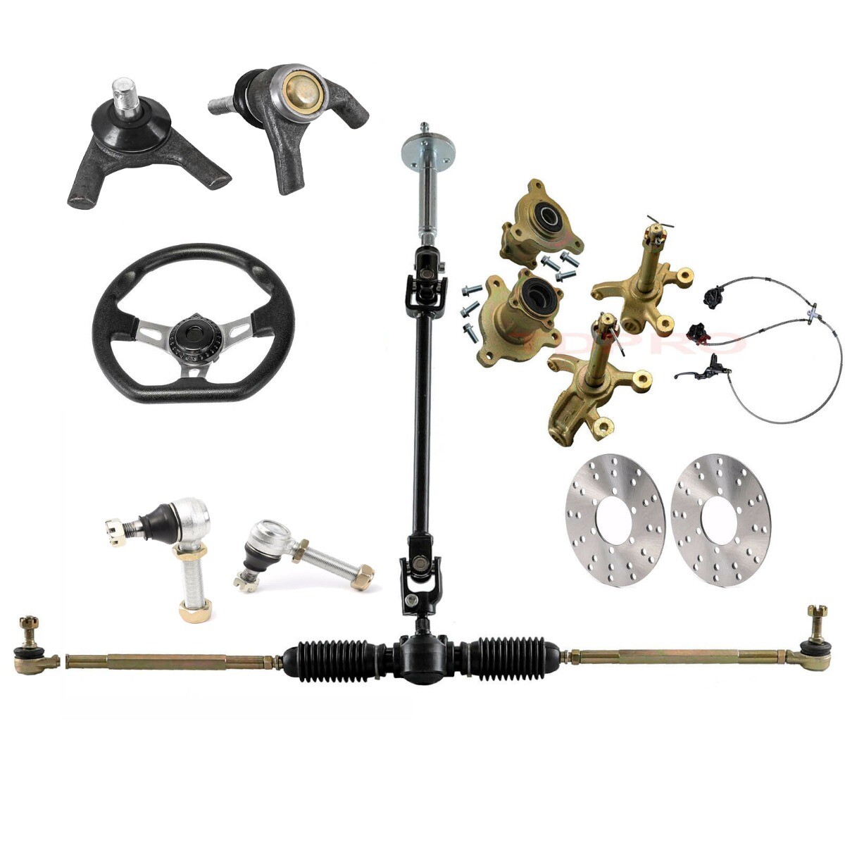 ATV Go Kart Cart Front Brake Steering Wheel Shaft Assembly 3 Stud Hub ...