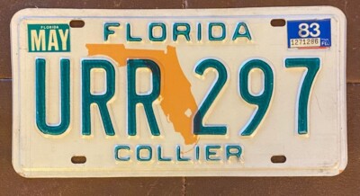 Florida 1983 COLLIER COUNTY License Plate # URR 297 | eBay