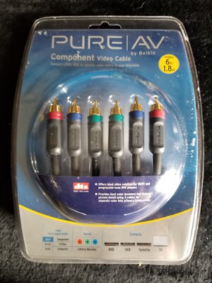 Belkin Pure AV Component Video Cable RCA Audio 6' 1.8m 24K Gold AV21000 ...