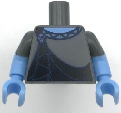 Lego New Dark Bluish Gray Minifigure Torso Black Toga Bright Light Blue ...