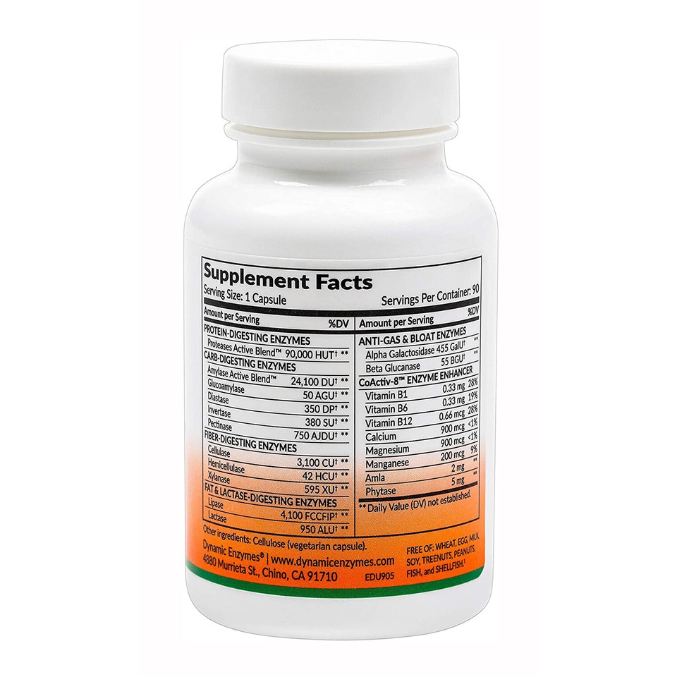 Dynamic Enzymes Eat E-Z Ultra Digestive Enzymes, 90 Capsules | eBay
