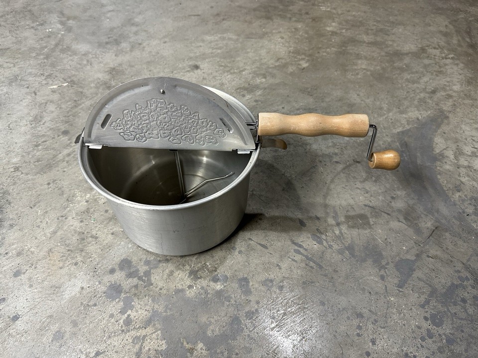 The Genuine Whirley Pop Popcorn Maker- Aluminum Stovetop Popper, Wood ...