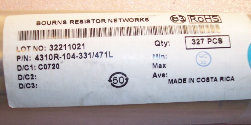 QTY (80) 330 Ohm 470 Ohm 10 PIN MOLDED SIP RESISTOR NETWORKS 4310R-104 ...