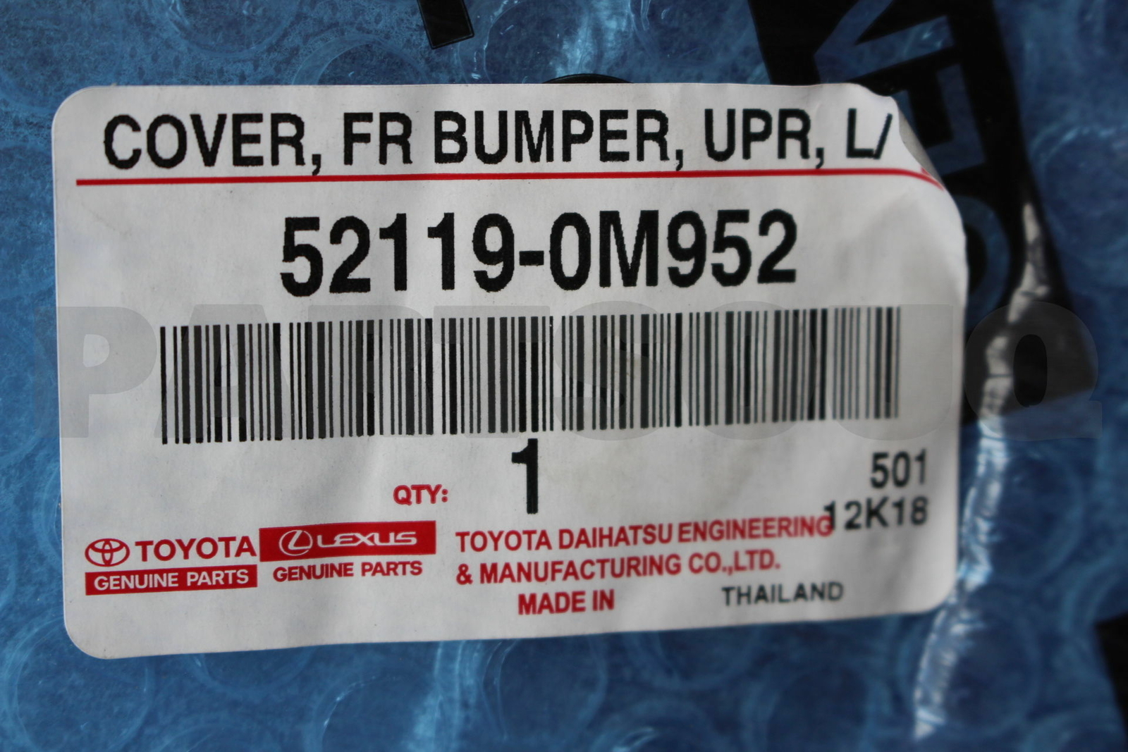 521190M952 Genuine Toyota COVER FR BUMPER UP 52119-0M952 | eBay