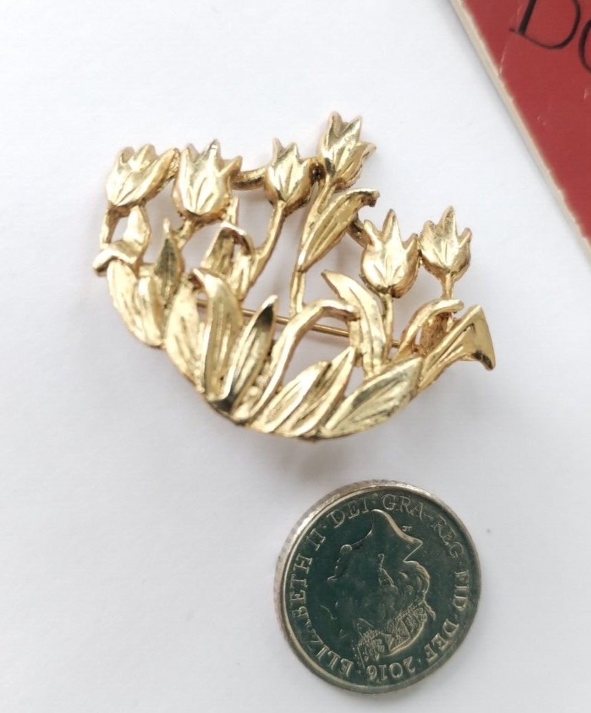 VINTAGE Paolo Dorelli Brooch Art Nouveau Filagree Tulips Flowers in ...