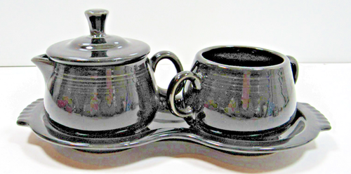 Fiestaware Black Cream and Sugar Set with Tray Coffee Tea Fiesta | eBay
