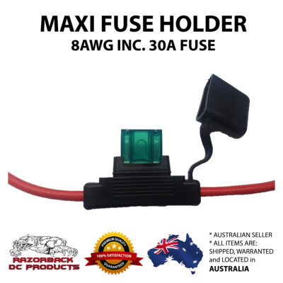 30amp Maxi Fuse with Weatherproof Holder 8AWG (8 B&S) wire Dual Battery ...