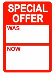 50 x Reduced Self Adhesive Stickers 'Was - Now' Retail Shop Sale Item ...