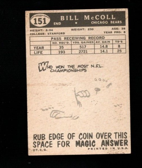 30216* 1959 Topps # 151 Bill McColl | eBay