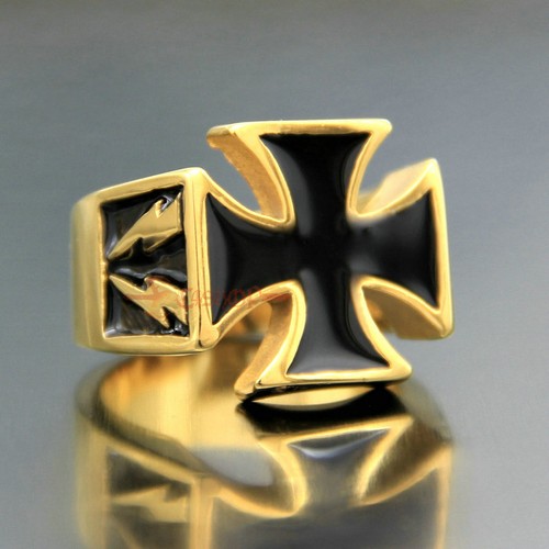 High Quality Stainless Steel German Iron Cross Biker Rocker Ring ...
