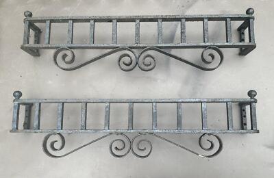 Pair of Antique Cast Iron Wall Hanging Window Planters or Architectural ...