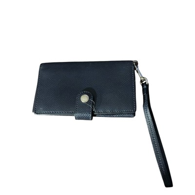 Coach Wristlet Wallet Snap Closure Card Holder Navy Blue Leather | eBay